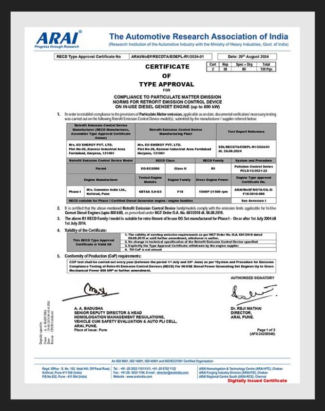 CPCB Approved RECD For DG Set | RECD Manufacturer in India